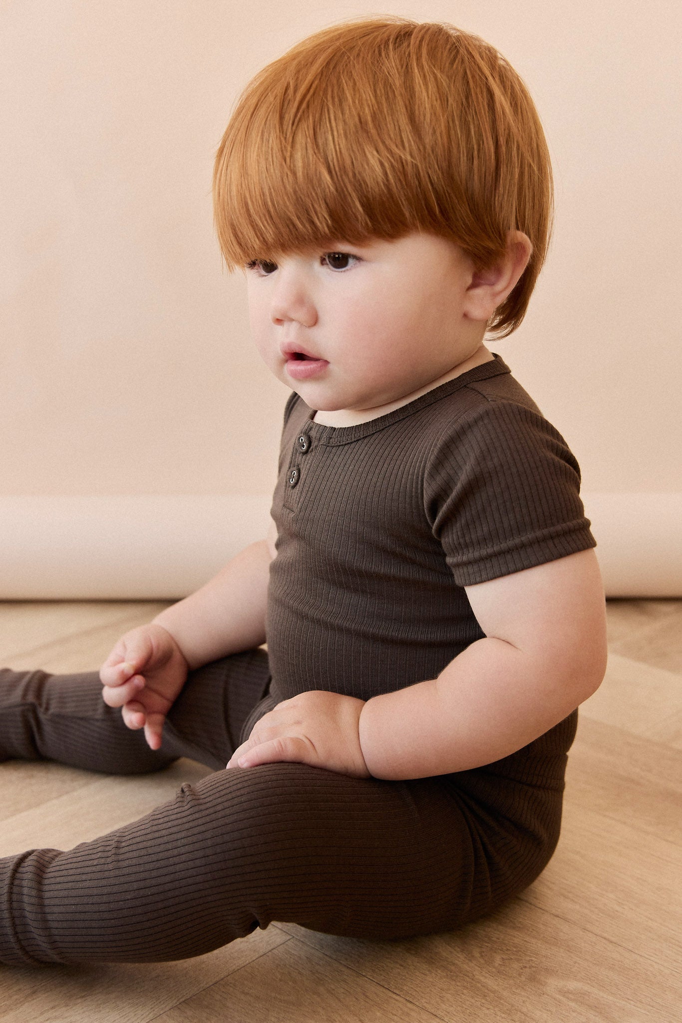 Organic Cotton Modal Darcy Rib Tee Bodysuit - Dark Coffee – Jamie Kay AU