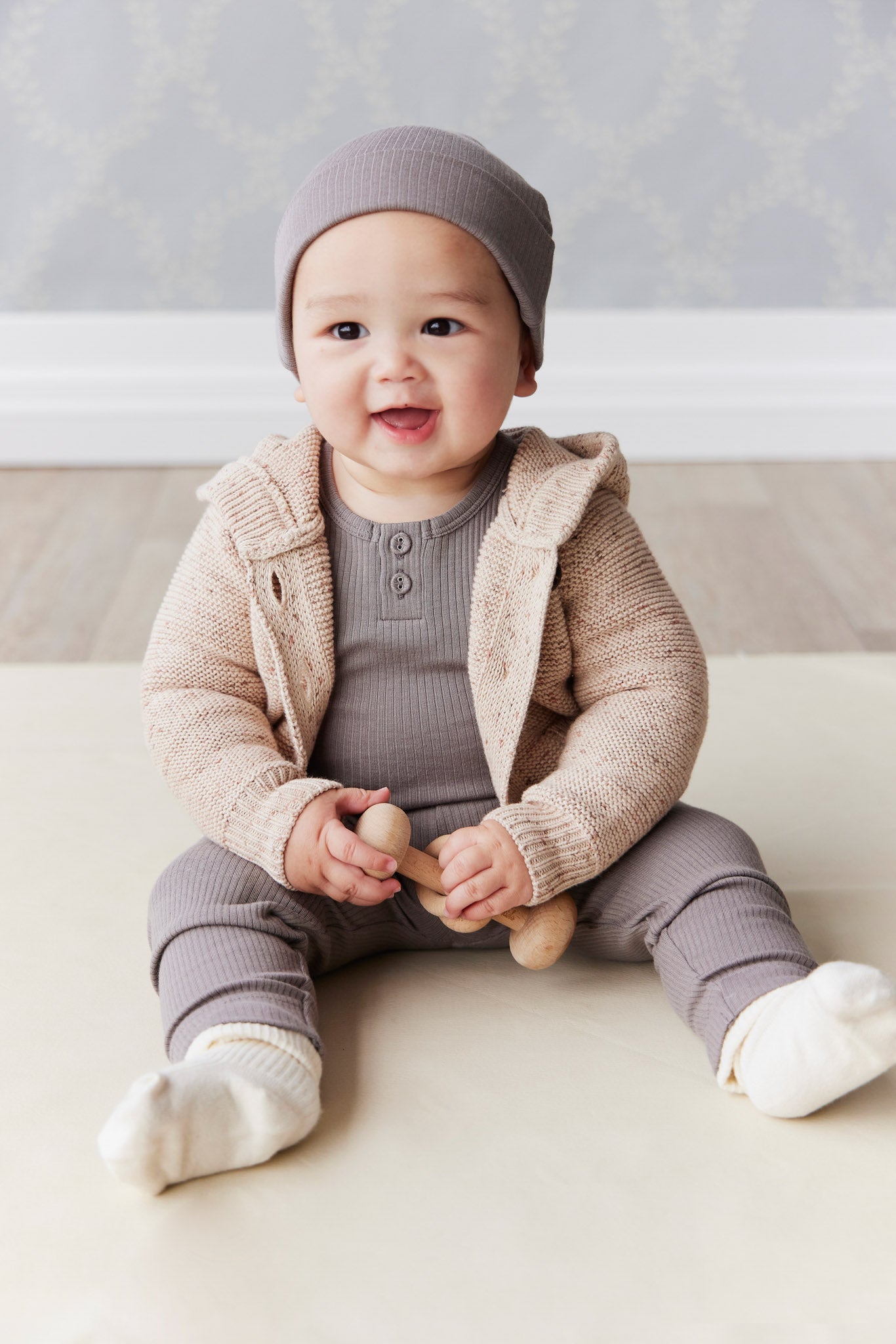 Organic Cotton Modal Marley Beanie - Cobblestone – Jamie Kay AU