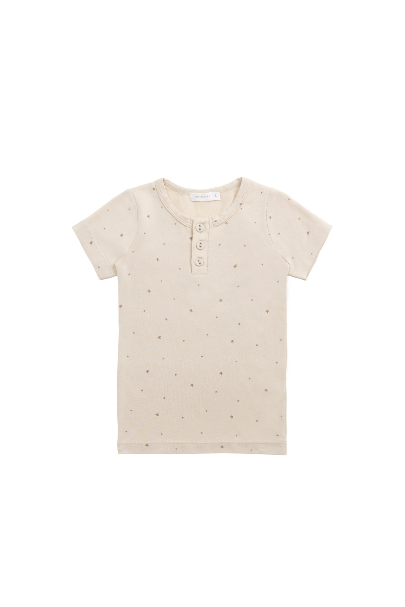 Organic Cotton Modal Henley Tee - Milky Way Buff – Jamie Kay AU