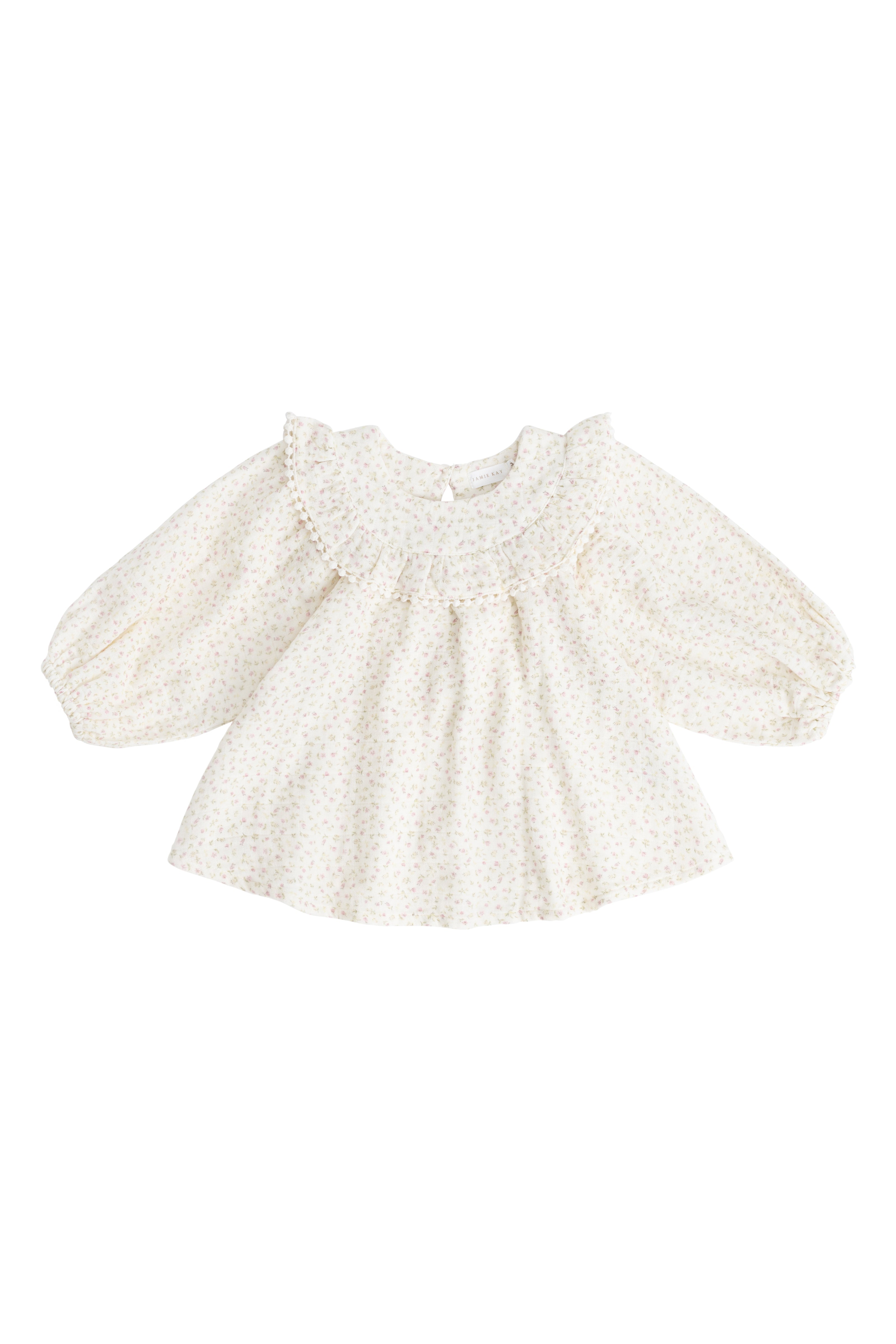 Organic Cotton Muslin Cleo Blouse - Pippa Pink – Jamie Kay AU